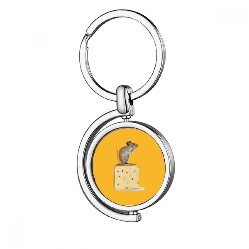 Mouse Cheese Outline Icon Overlooking Rotating Keychain Metal Keyring ...