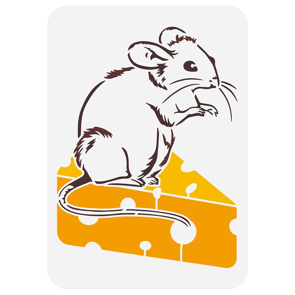Mouse and Cheese Painting Stencil 8.3x11.7inch Reusable Mouse Pattern ...