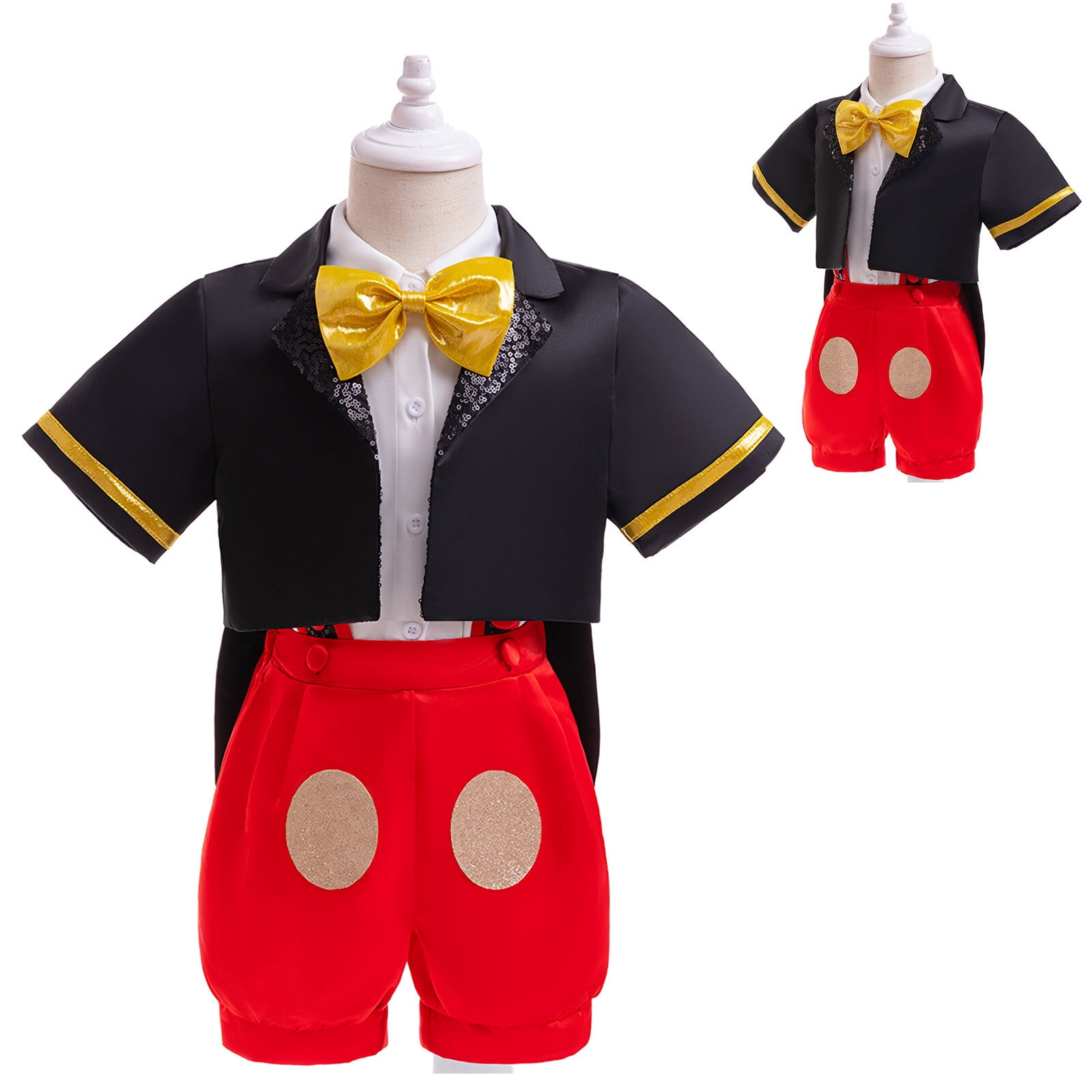 Mouse Costume Set for Kids Halloween Shirt Suspender Short Coat Outfits ...