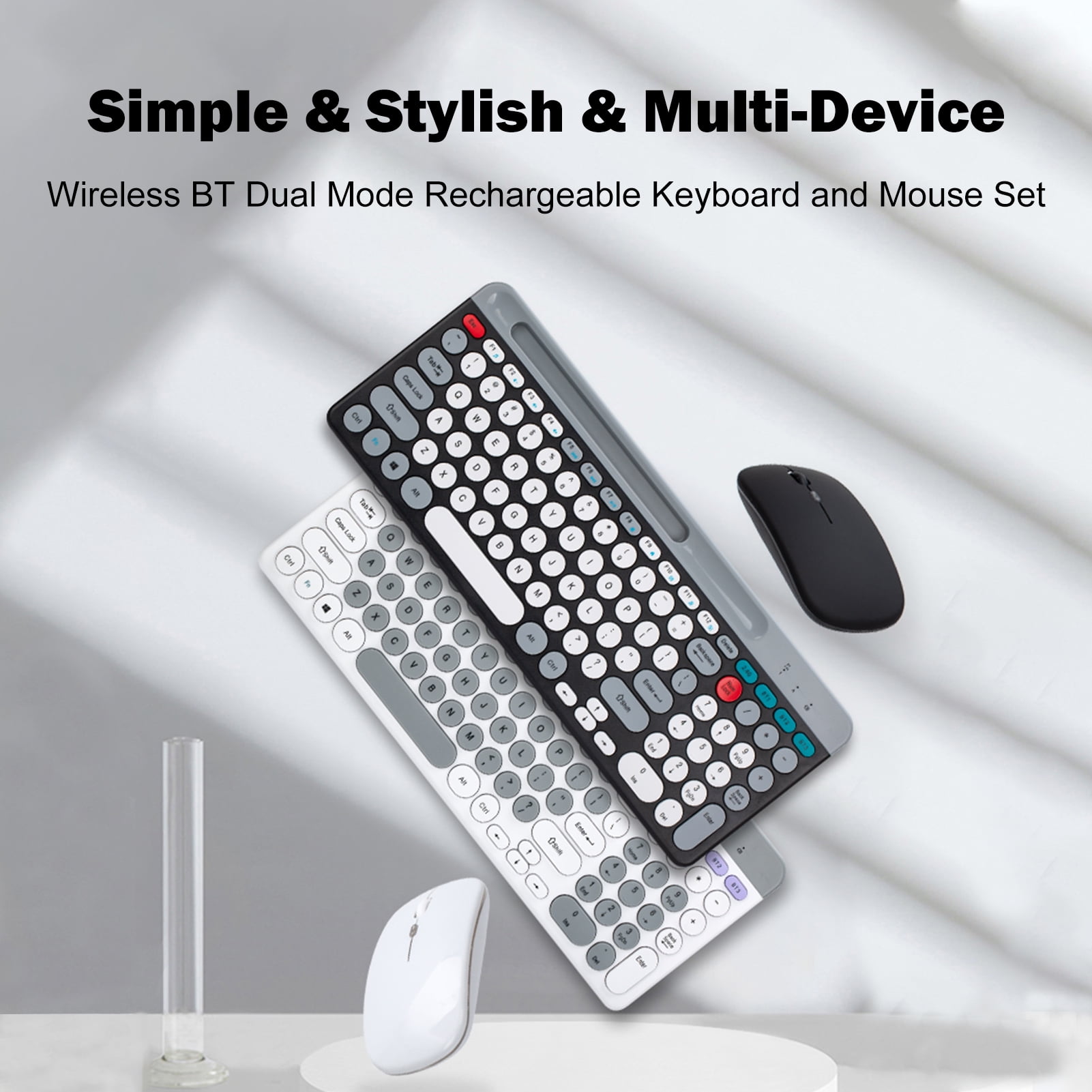 Mouse Dual-mode Wireless Keyboard & Mice Combo 2.4G BT5.0 Membrane ...
