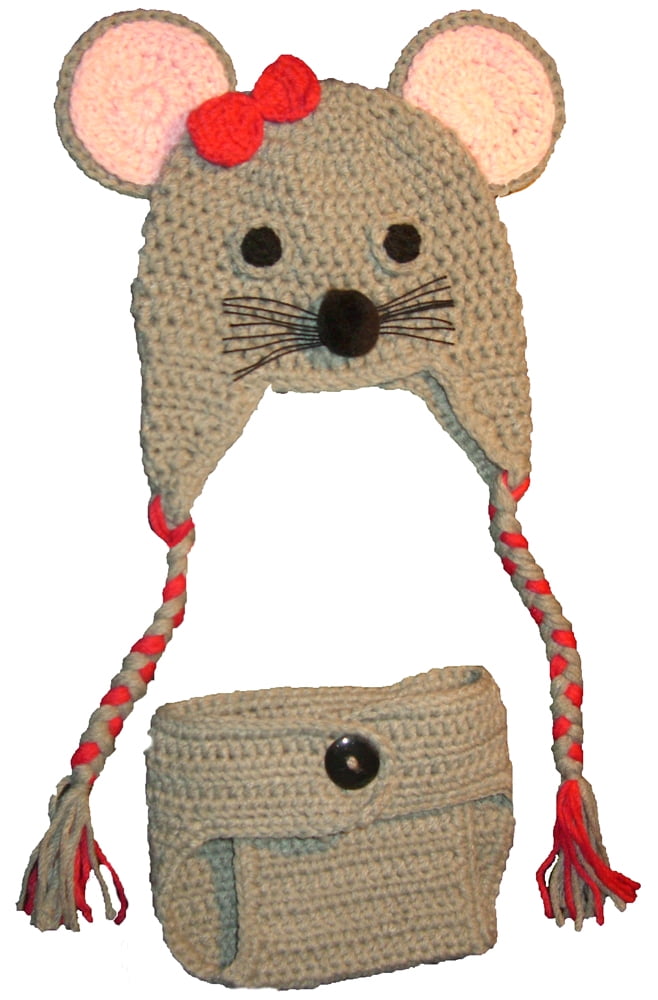 Mouse Hat And Diaper Cover Set For Newborn Baby Girl Pink - Walmart.com