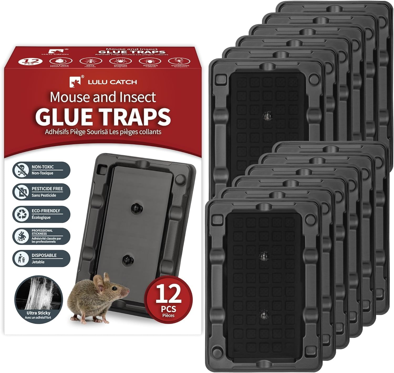 Mouse & Insect Traps 12 Pack, Heavier Sticky Traps with Non-Toxic Glue ...