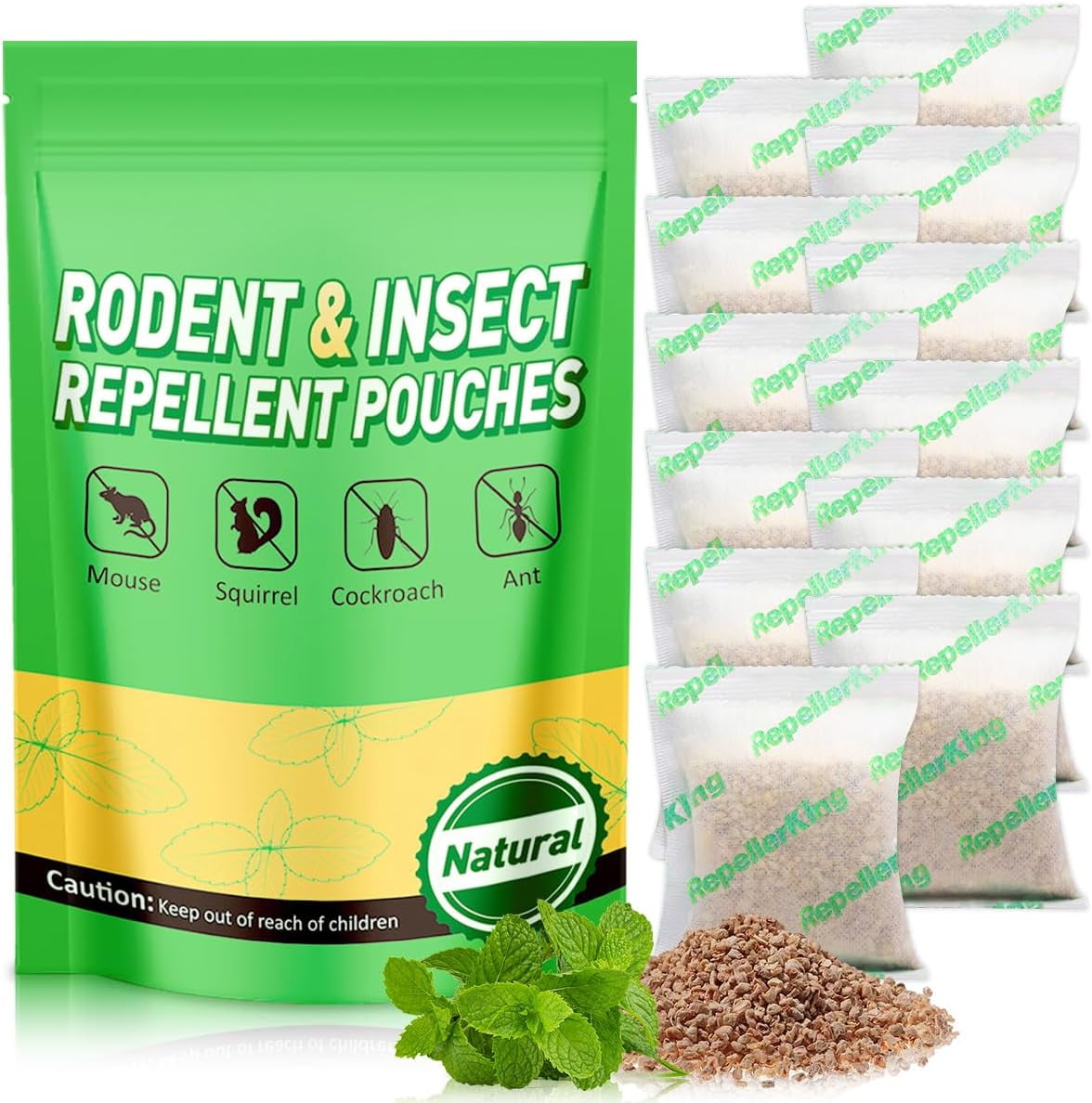Mouse and Insect lent Pouches, Rodent lent 12 Pouches, Peppermint Oil ...