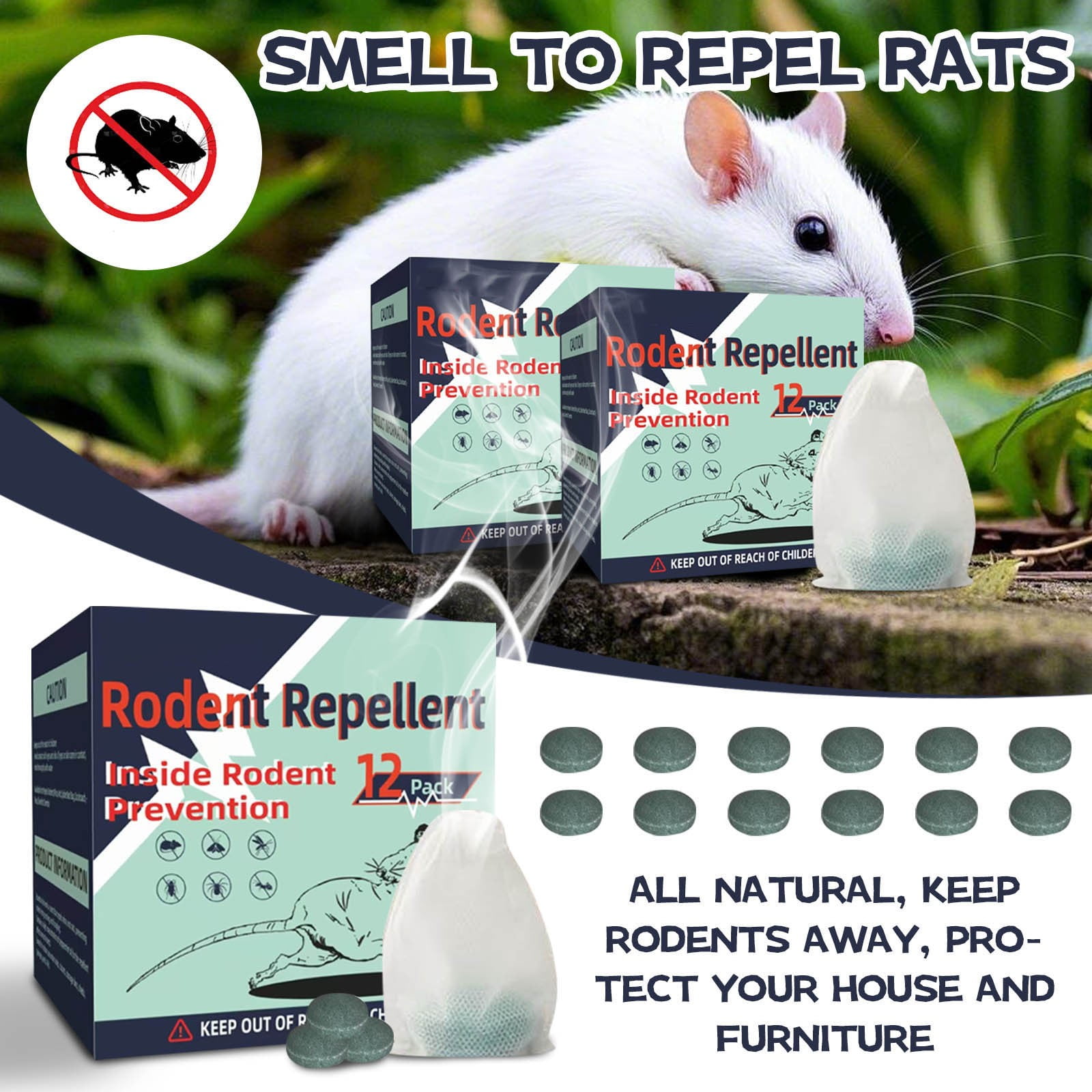 Mouse Killer Pellets - 12 Pack Mint Extract Rodent Deterrent Indoor ...