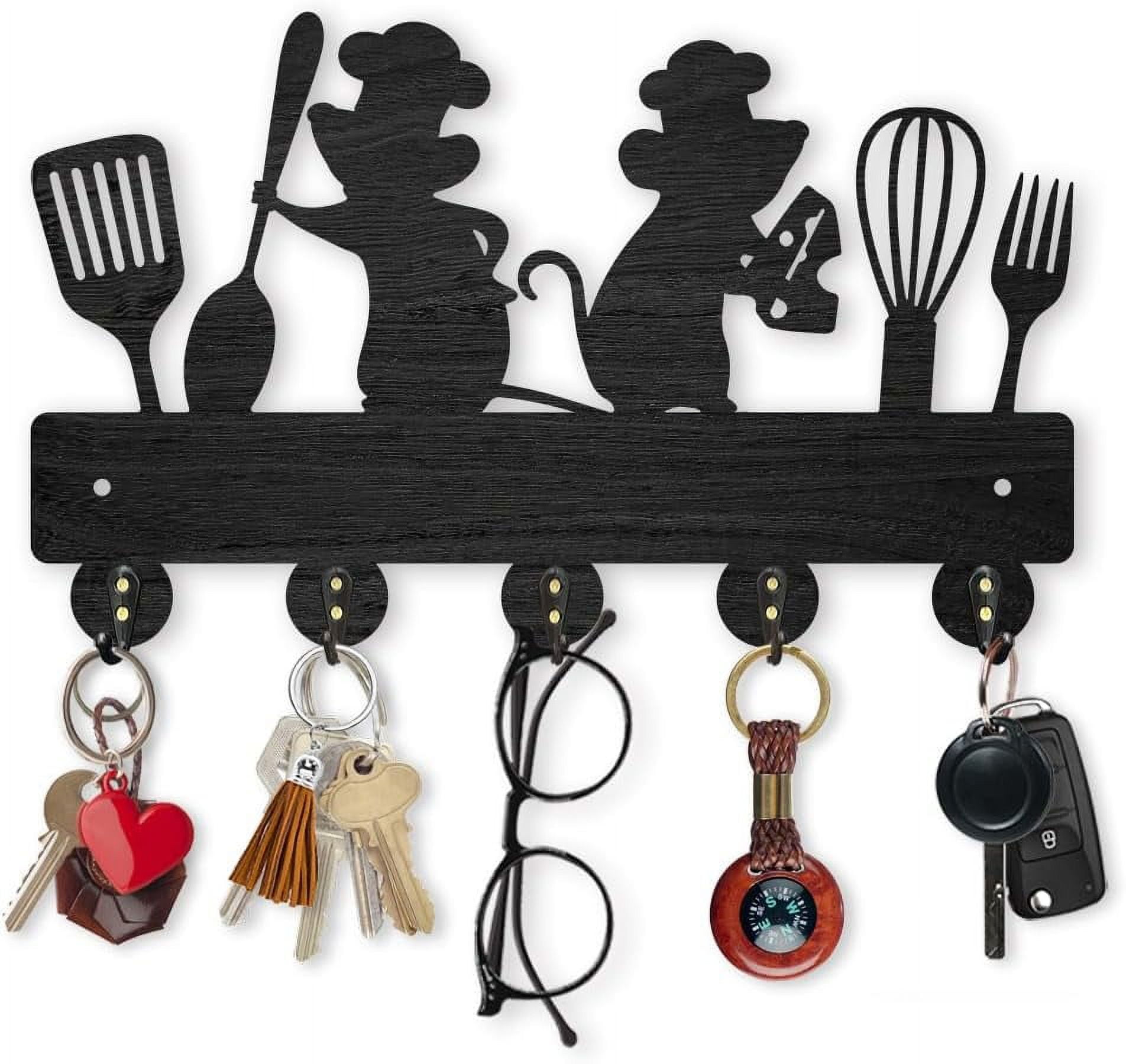 Mouse Kitchenware Coat Rack Wall Mount 11.8×7.2inch Wood Key Holder for ...