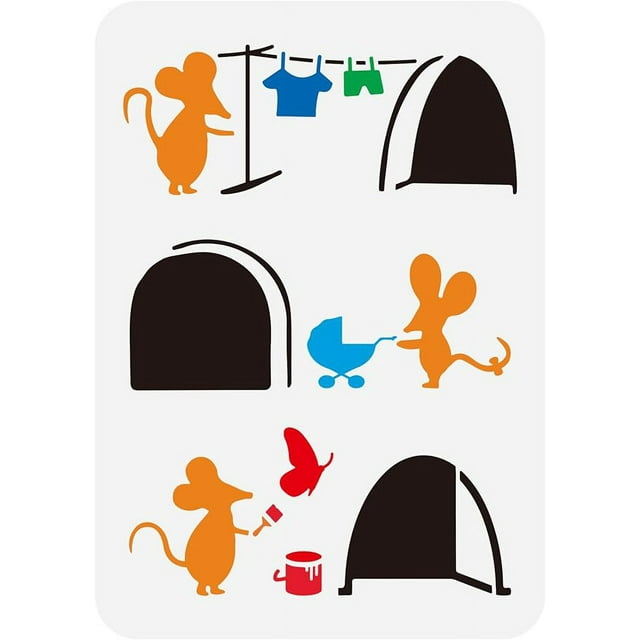 Mouse Life Stencil 8.3x11.7inch Mouse Holes Silhouette Painting Stencil ...