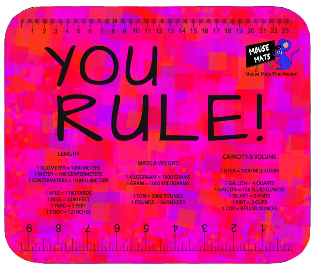 Mouse Mats "You Rule" Ruler And Measurements Sublimated Mouse Pad (Pink ...