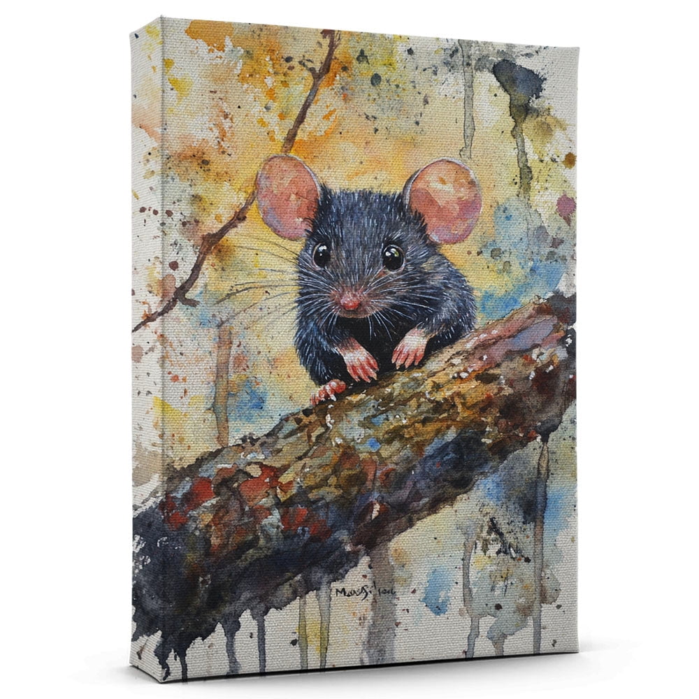 Mouse Mice Black Canvas Wall Art Decor, Colorful Mouse Mice Black Art ...