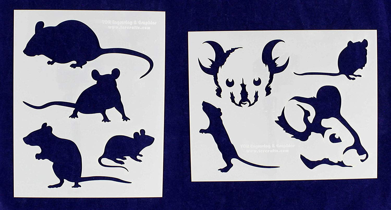 Mouse (Mice) Stencils Mylar 2 Pieces of 14 Mil 8 X 10 Inch- Painting ...