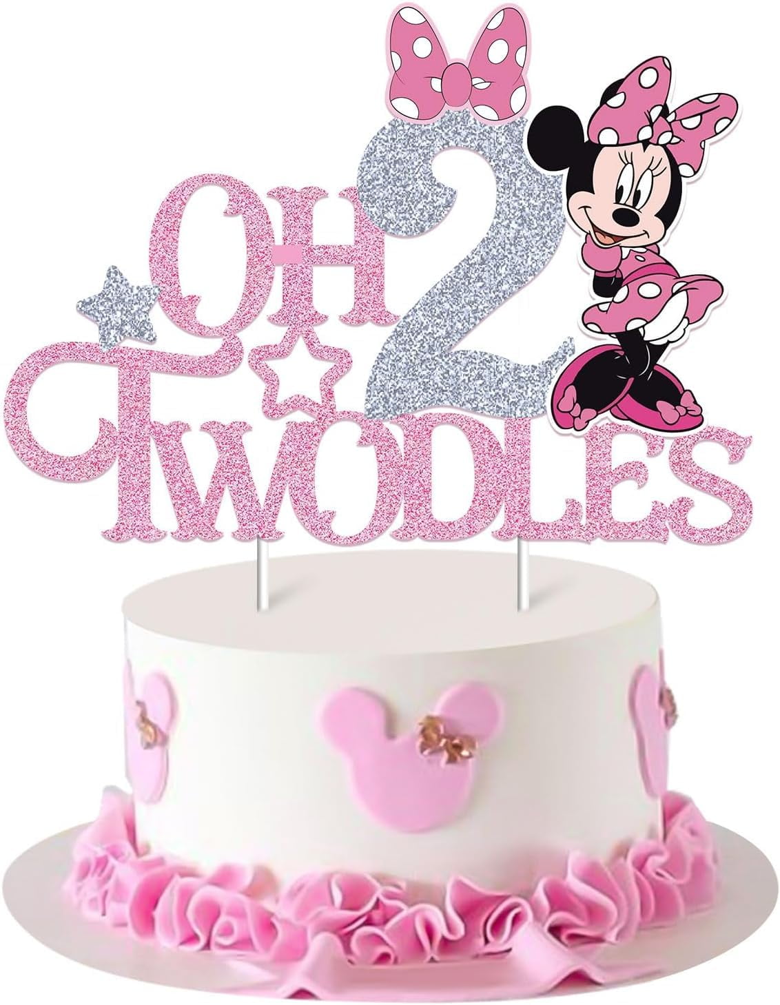 Mouse Oh Twodles Cake Topper for AIS1 Girls, Pink Glitter Mouse Second ...