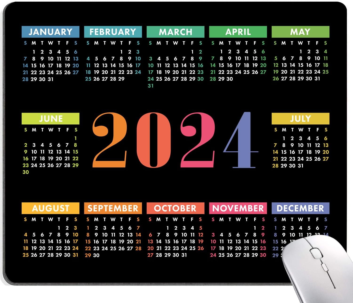 Mouse Pad, 2024 Calendar Mouse Pad, Cute Square Waterproof Mouse Mat ...