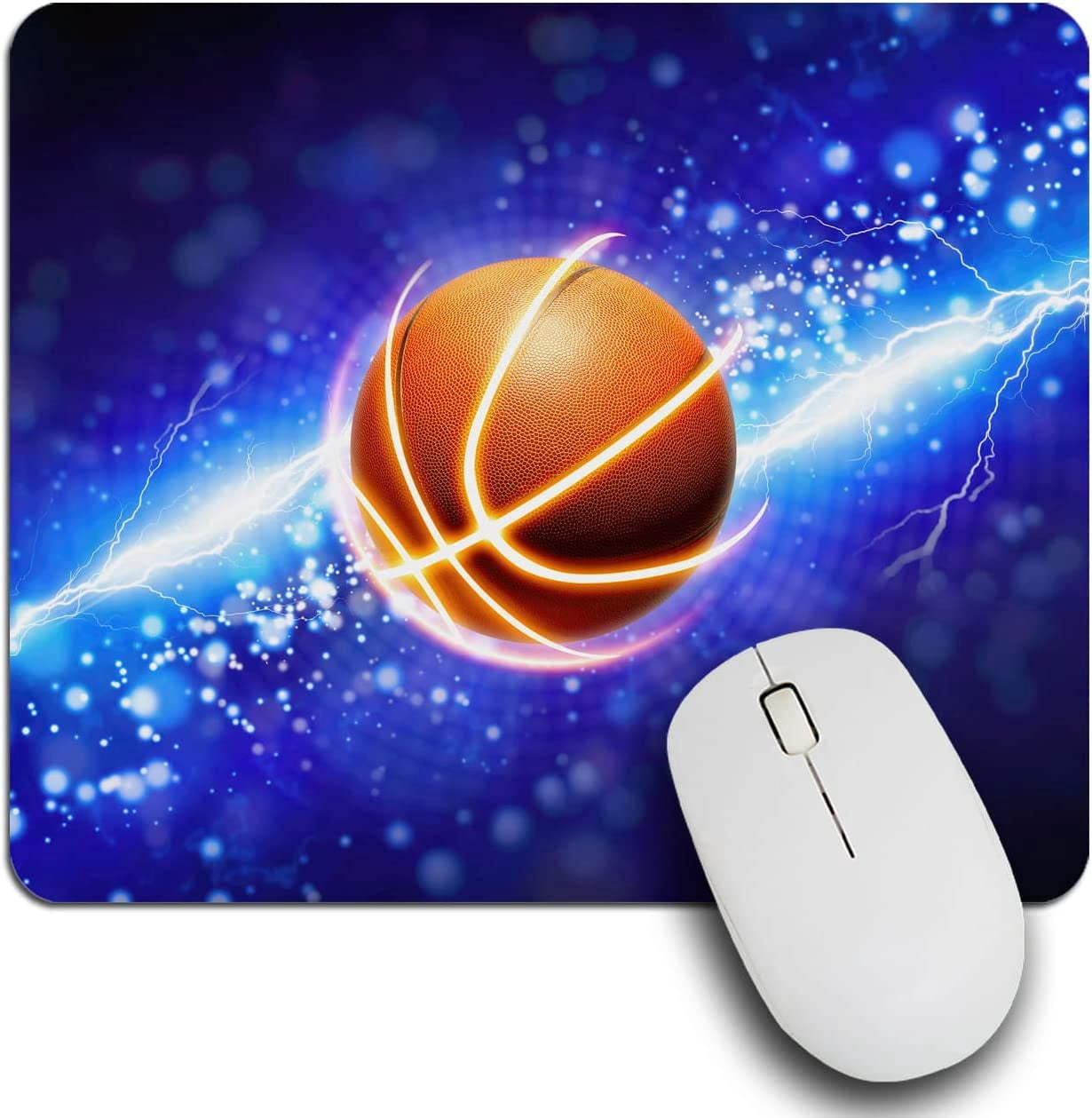 Mouse Pad Basketball,Blue Lightning Rectangle Mousepad Non-Slip Rubber ...