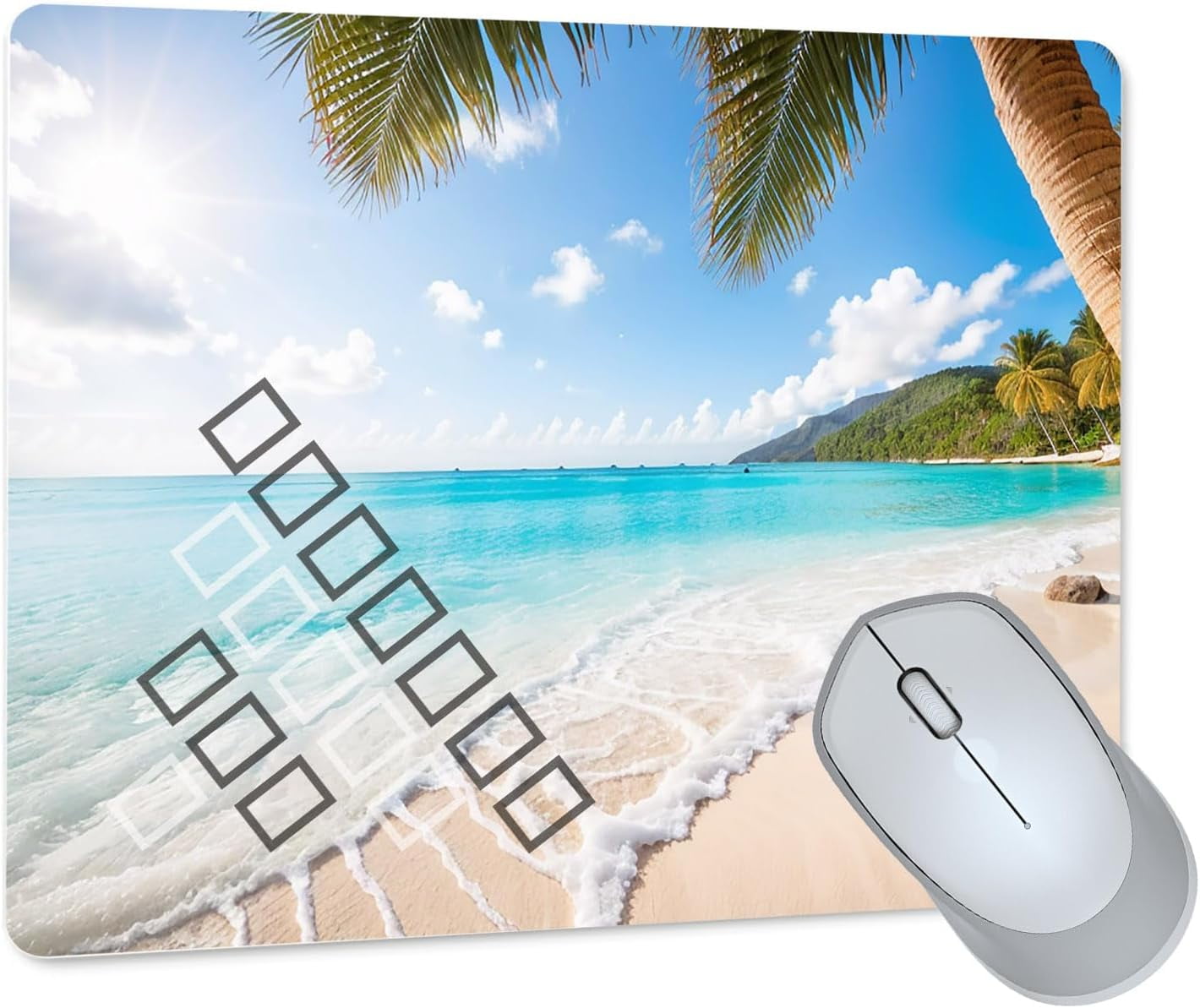 Mouse Pad Beach Style Mousepad with Stitched Edges Non Slip Rubber Base ...