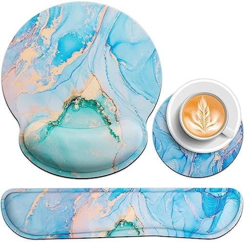 Mouse Pad Blue, 3-in-1 Mouse Pad with Wrist Rest for Keyboard and Mouse ...