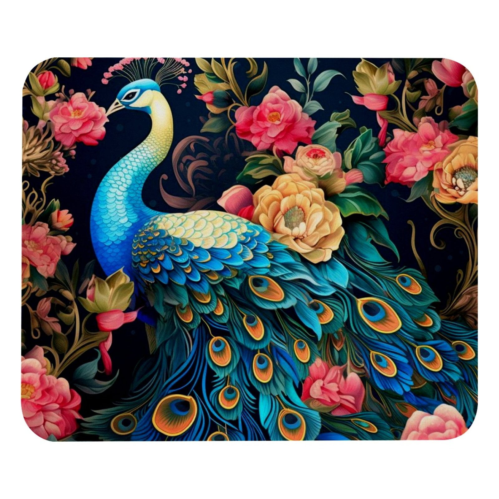 Mouse Pad with Colored Peacock Flowers - Computer Mouse Mat with Anti ...