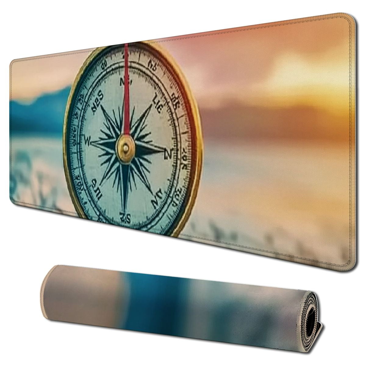 Mouse Pad,Compass on World Map Desk Mat for Desktop,Desk Pad with Non ...