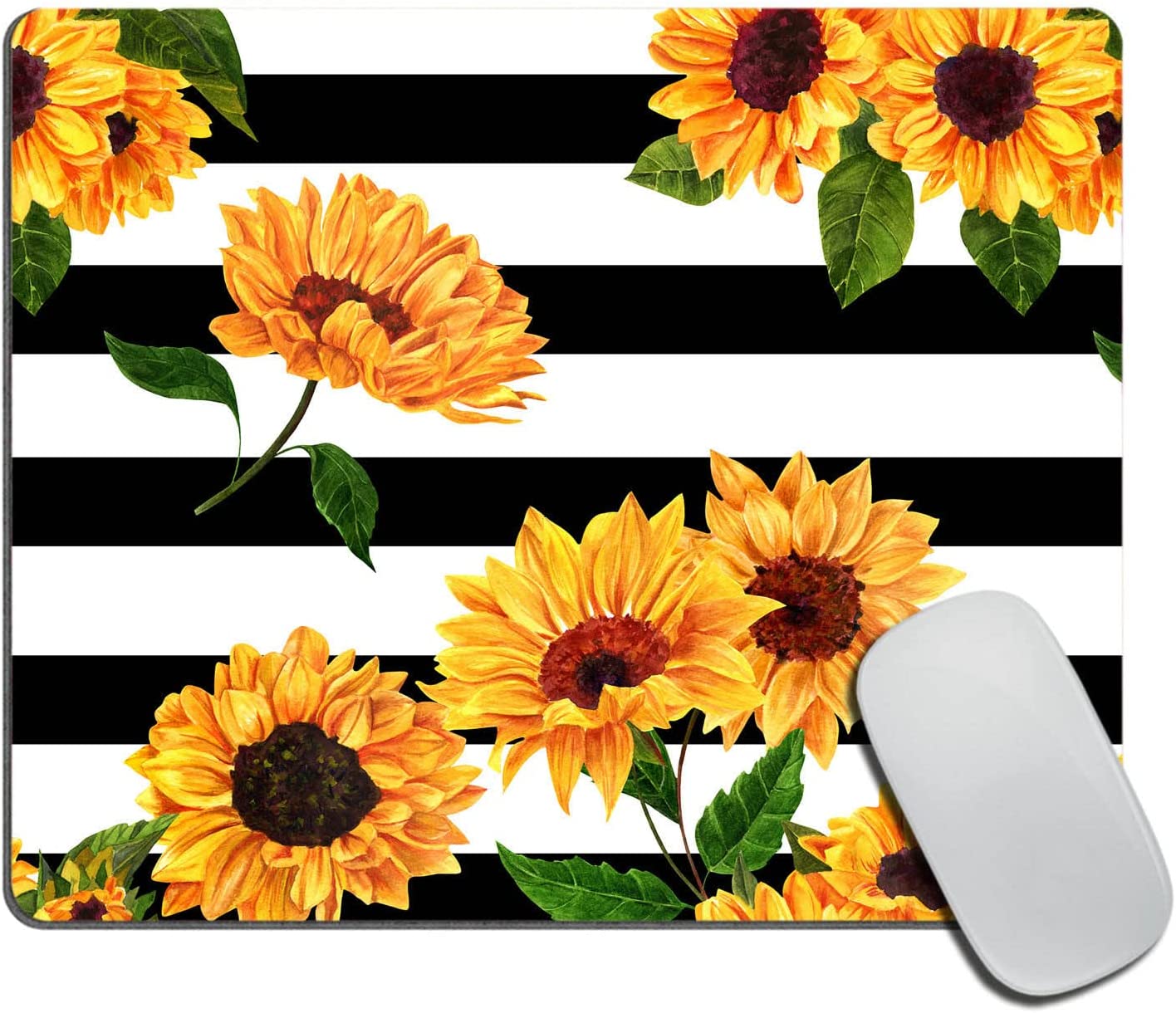 Mouse Pad Custom Design,Bloomy Sunflowers Mouse pad Black and White ...