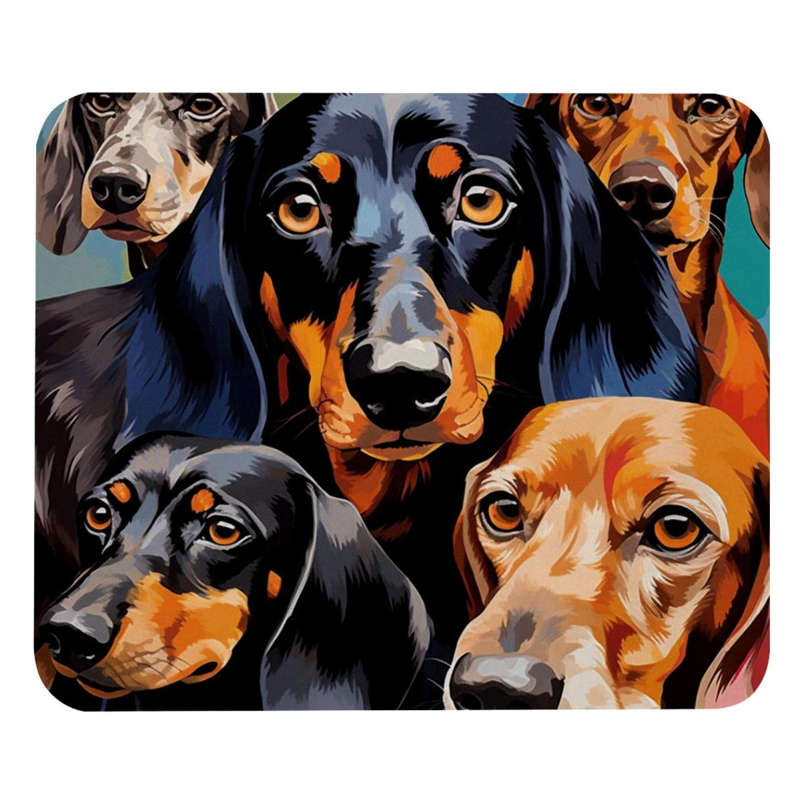 Mouse Pad with Dachshund Heads Painting - Computer Mouse Mat with Anti ...