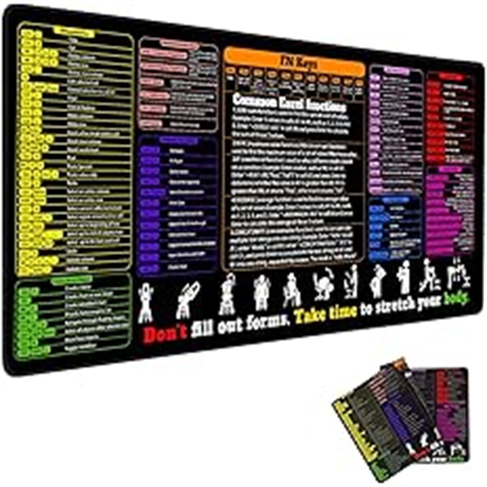 Mouse Pad Excel Cheat Sheet Desk Pad Mouse Pad Shortcuts Extended Large ...