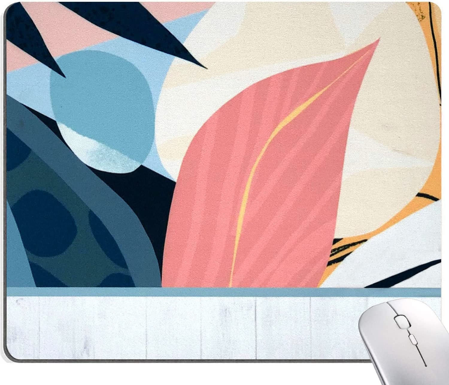 Mouse Pad, Floral and White Wood Design Mouse Pad, Washable Square ...