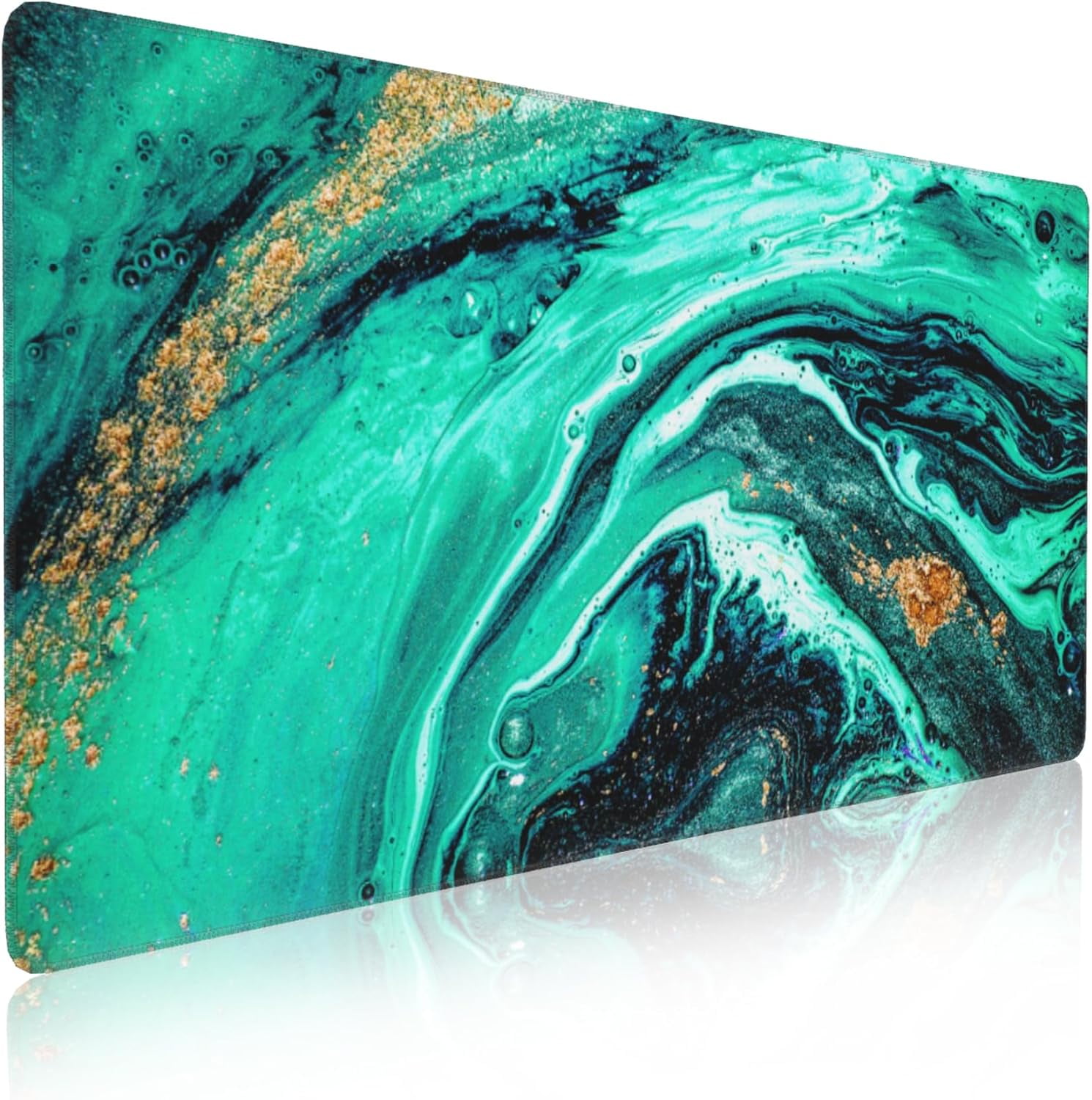 Mouse Pad Green Marble Large Gaming Mouse Mat with Stitched Edges ...