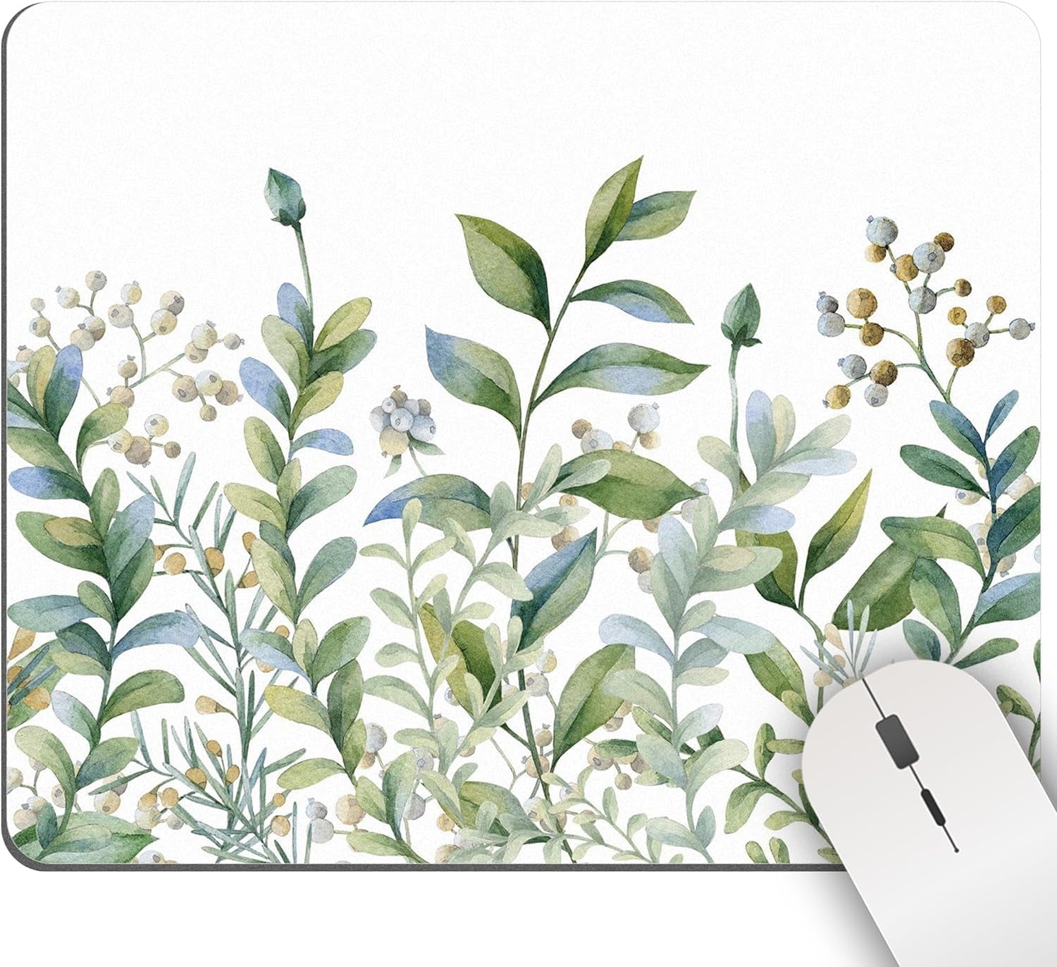 Mouse Pad Green Plant, Mousepads Square for Desk Cute Watercolor ...