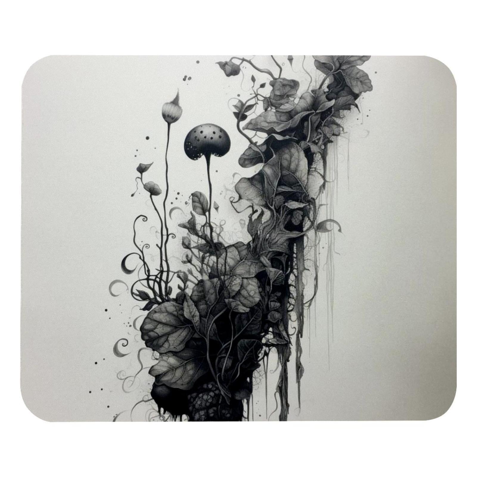 Mouse Pad with Ink Plant Art - Computer Mouse Mat with Anti-Slip Rubber ...