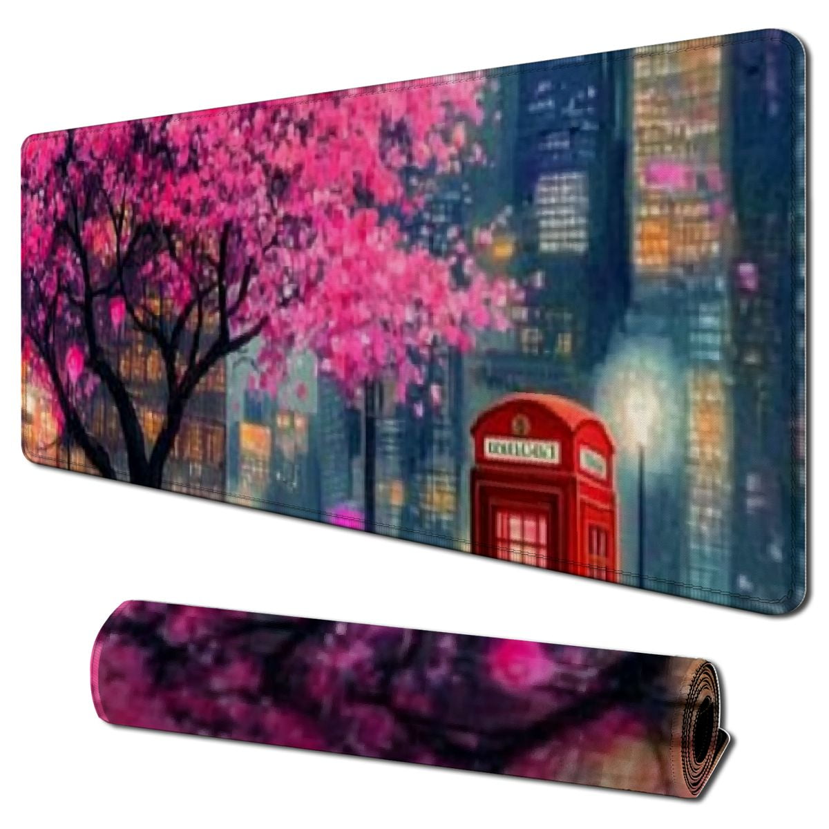 Mouse Pad, Japanese Night View Cherry Blossom Large Gaming Mouse Pad ...