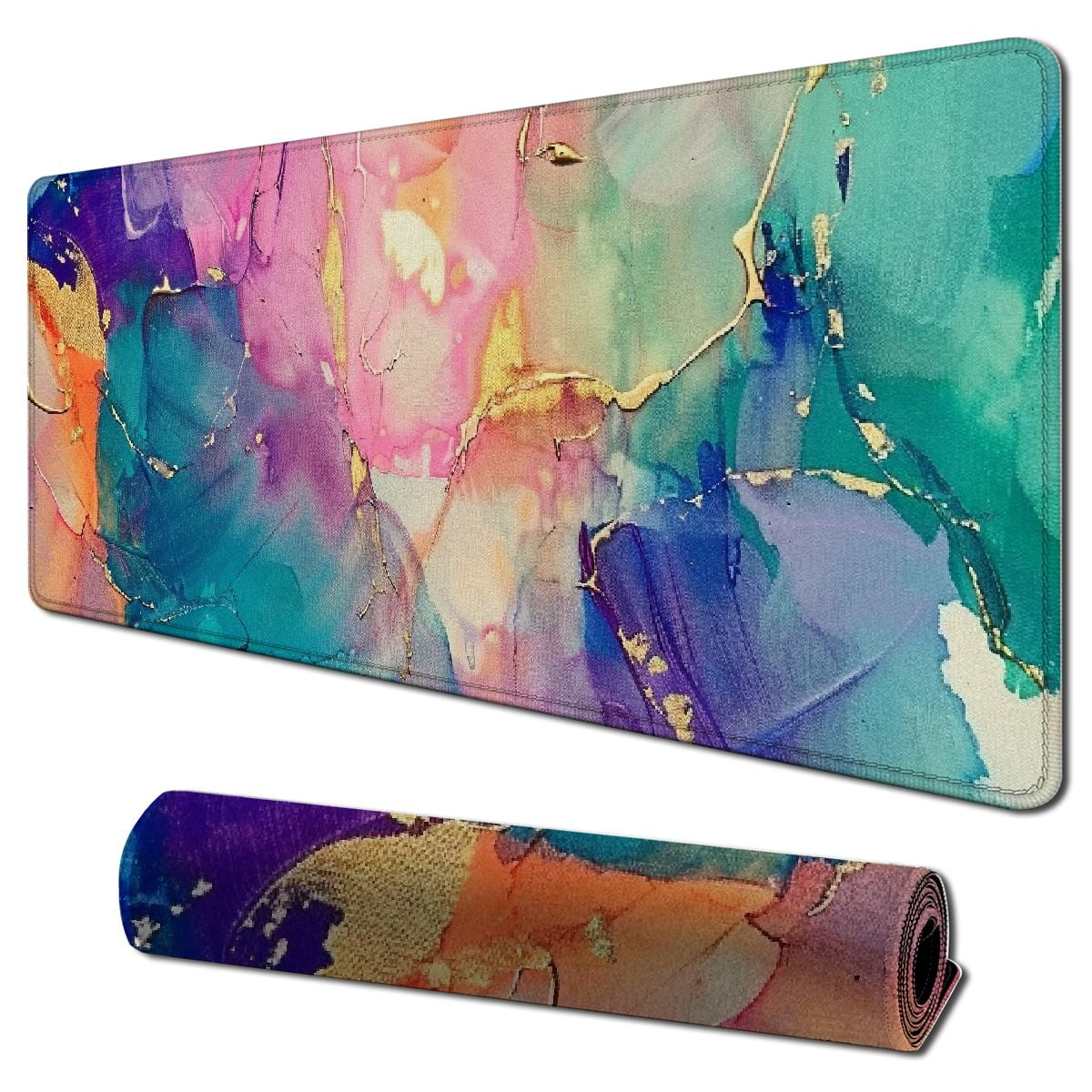 Mouse Pad Large Colored Fluid Marble Desk Pad Gaming Mouse Pad for Desk ...