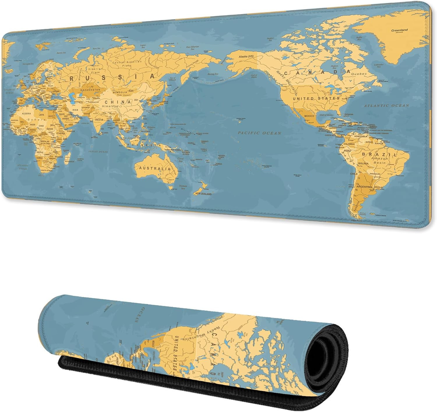 Mouse Pad,Large Vintage World Map Gaming Keyboard Mat, Non-Slip Rubber ...