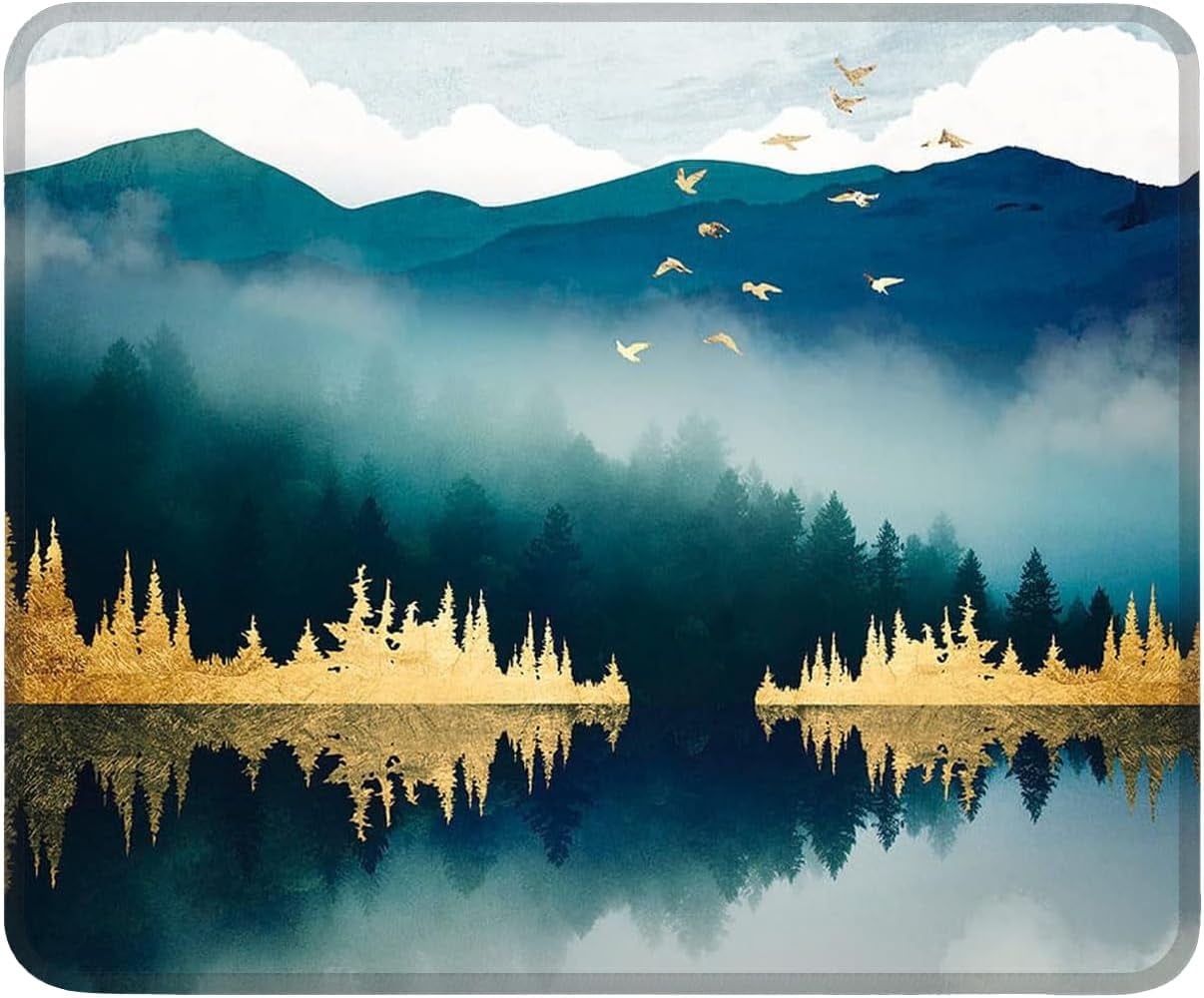 Mouse Pad Non-Slip Rubber Base Computer Mousepad, Silhouette of Lake ...
