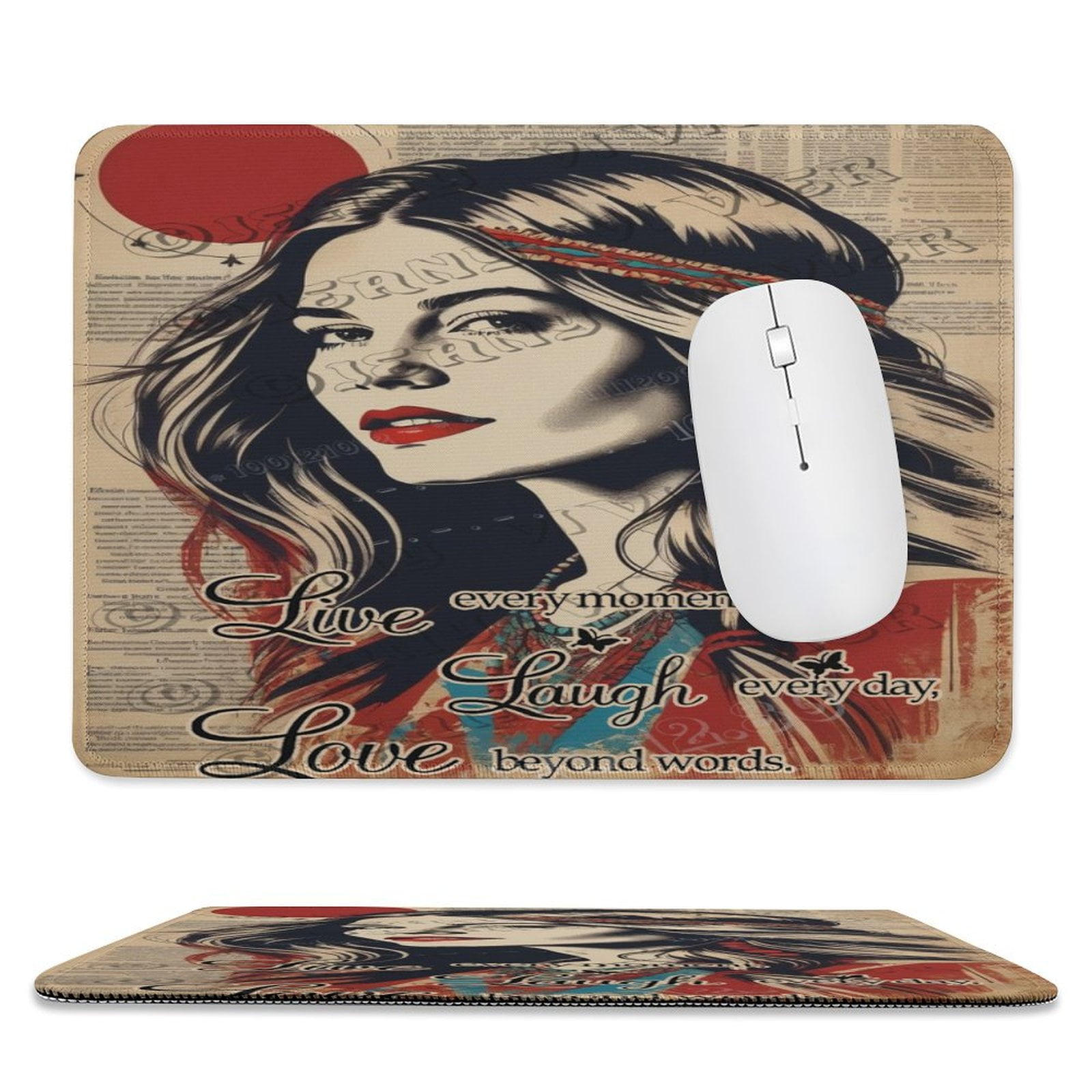 Mouse Pad, Non-Slip Rubber Base Mouse pad with Stitched Edge,Hippie ...