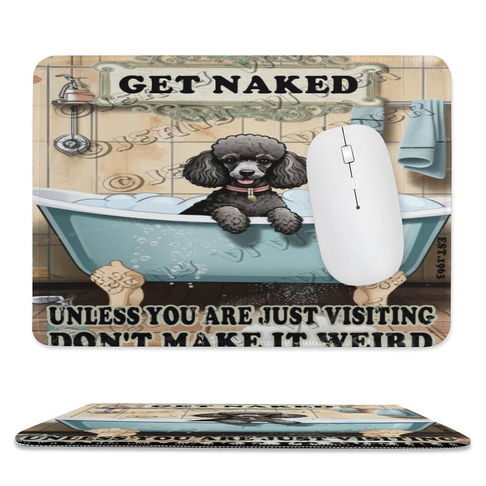 Mouse Pad, Non-Slip Rubber Base Mouse pad with Stitched Edge,Poodle Get ...