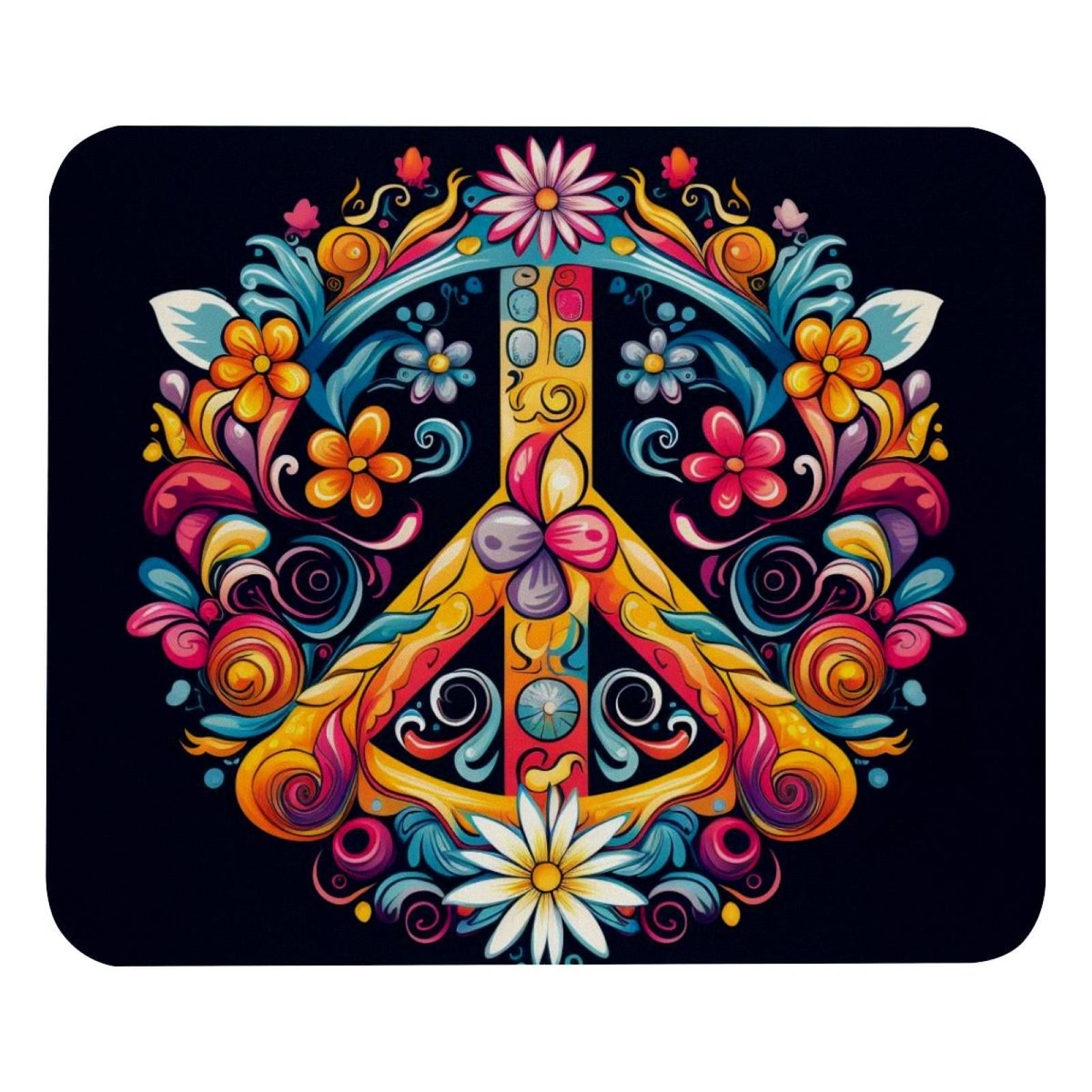Mouse Pad with Peace Sign Flower - Computer Mouse Mat with Anti-Slip ...