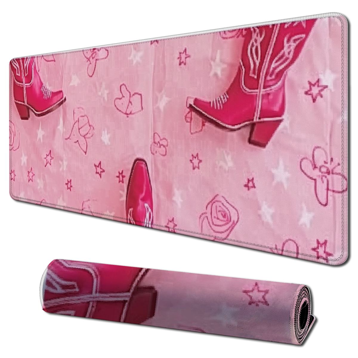 Mouse Pad Pink Cowgirl Boots Hat Large Mouse Pad Stars And Lightning ...