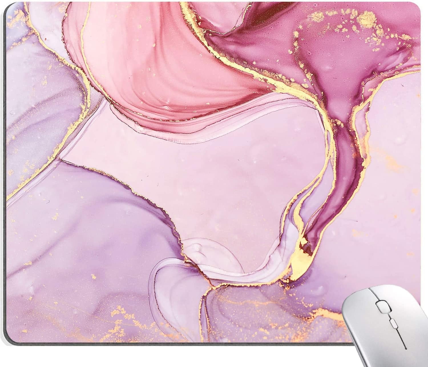 Mouse Pad, Pink Marble Design Mouse Pad, Washable Square Cloth Mousepad ...