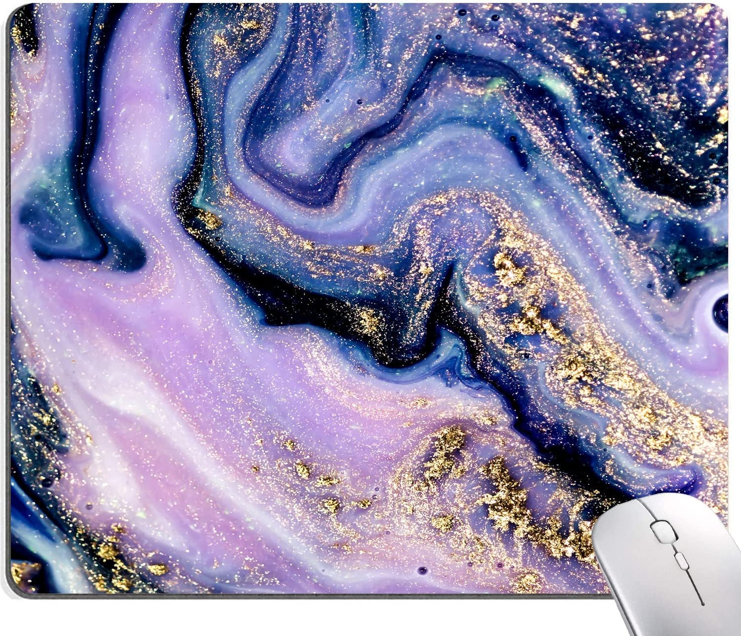 Mouse Pad, Purple Navy Gold Marble Mouse Pad, Premium-Textured Marbling ...