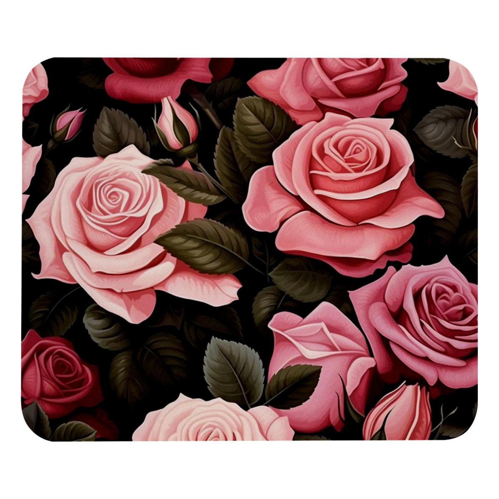 Mouse Pad with Roses Pink - Computer Mouse Mat with Anti-Slip Rubber ...