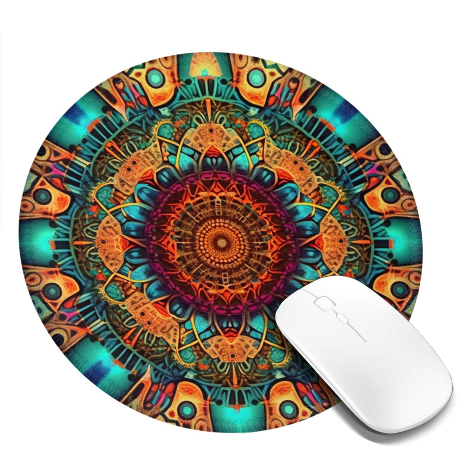 Mouse Pad Small Round Mousepad Non-Slip Rubber Base for Office Desk ...