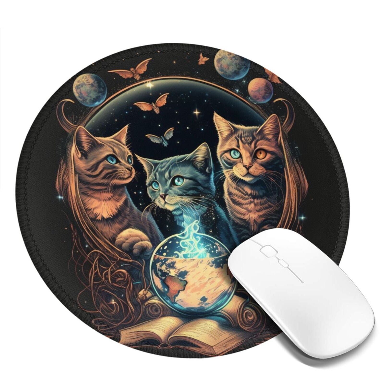 Mouse Pad Small Round Mousepad Non-Slip Rubber Base for Office Desk ...