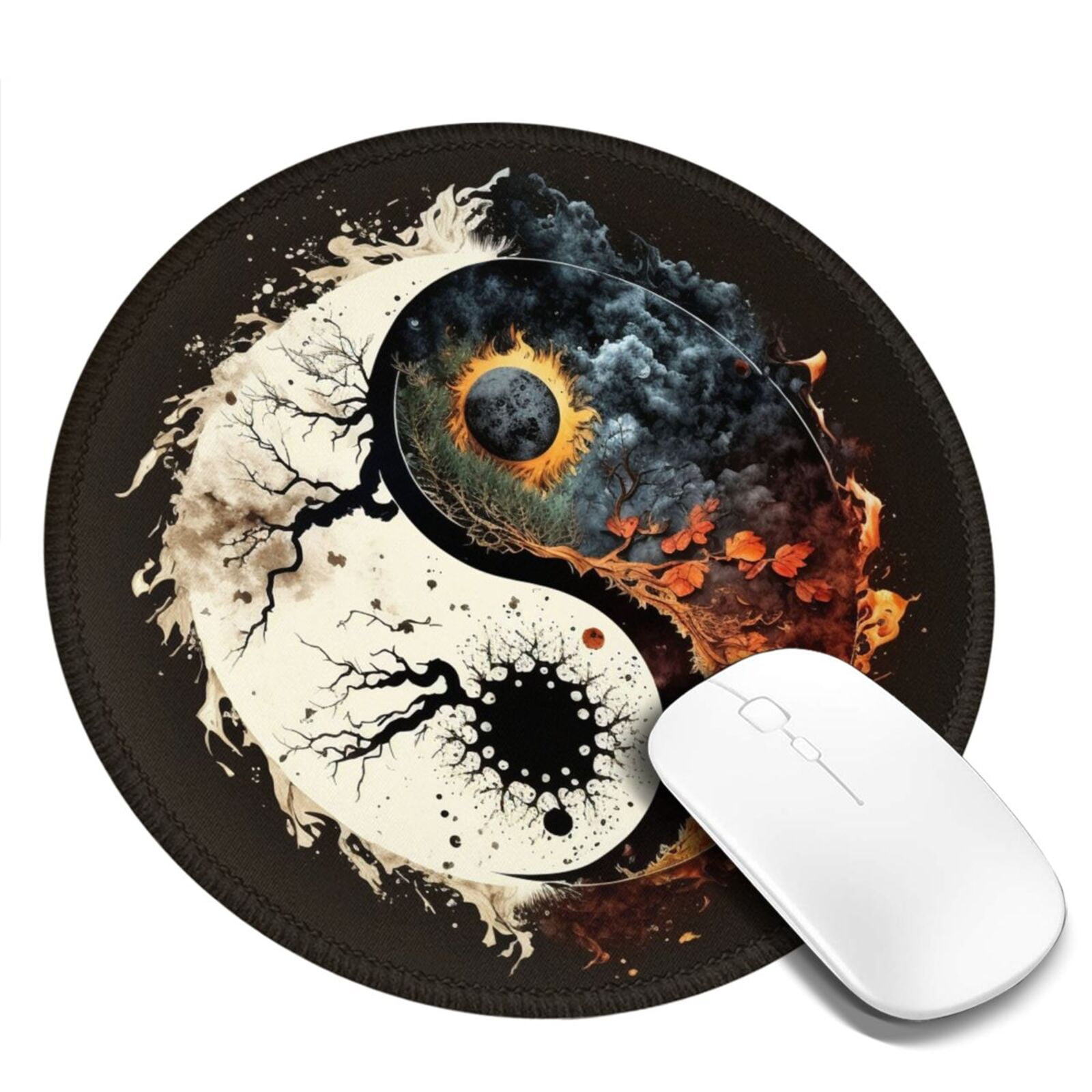 Mouse Pad Small Round Mousepad Non-Slip Rubber Base for Office Desk ...