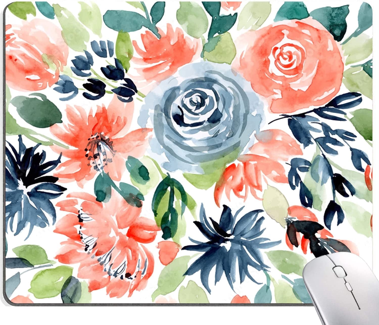 Mouse Pad, Watercolor Floral Mouse Pad for Women, Square Cute Flower ...