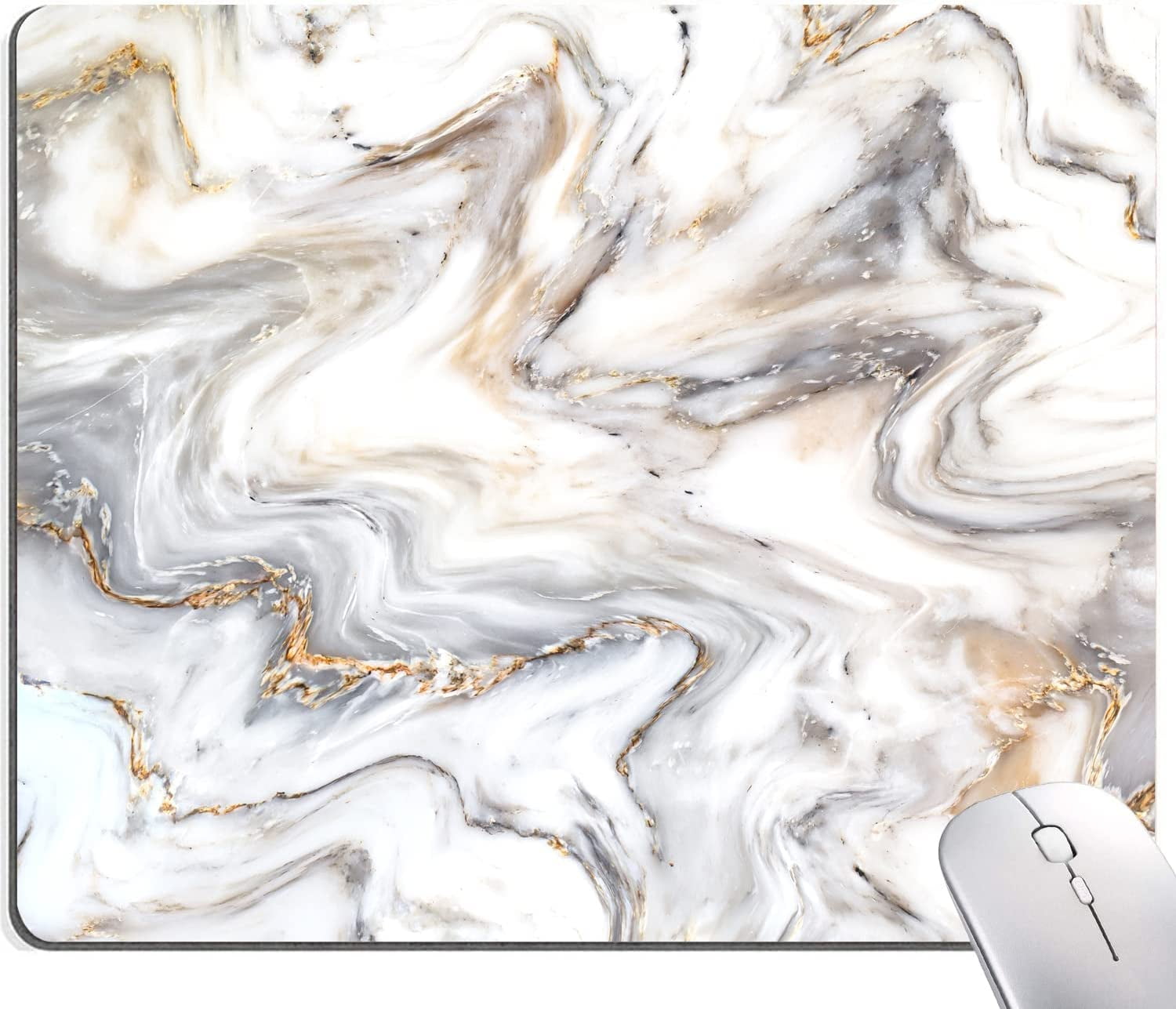 Mouse Pad, White Gray Gold Marble Mouse Pad Design, Cute Mouse Pads ...