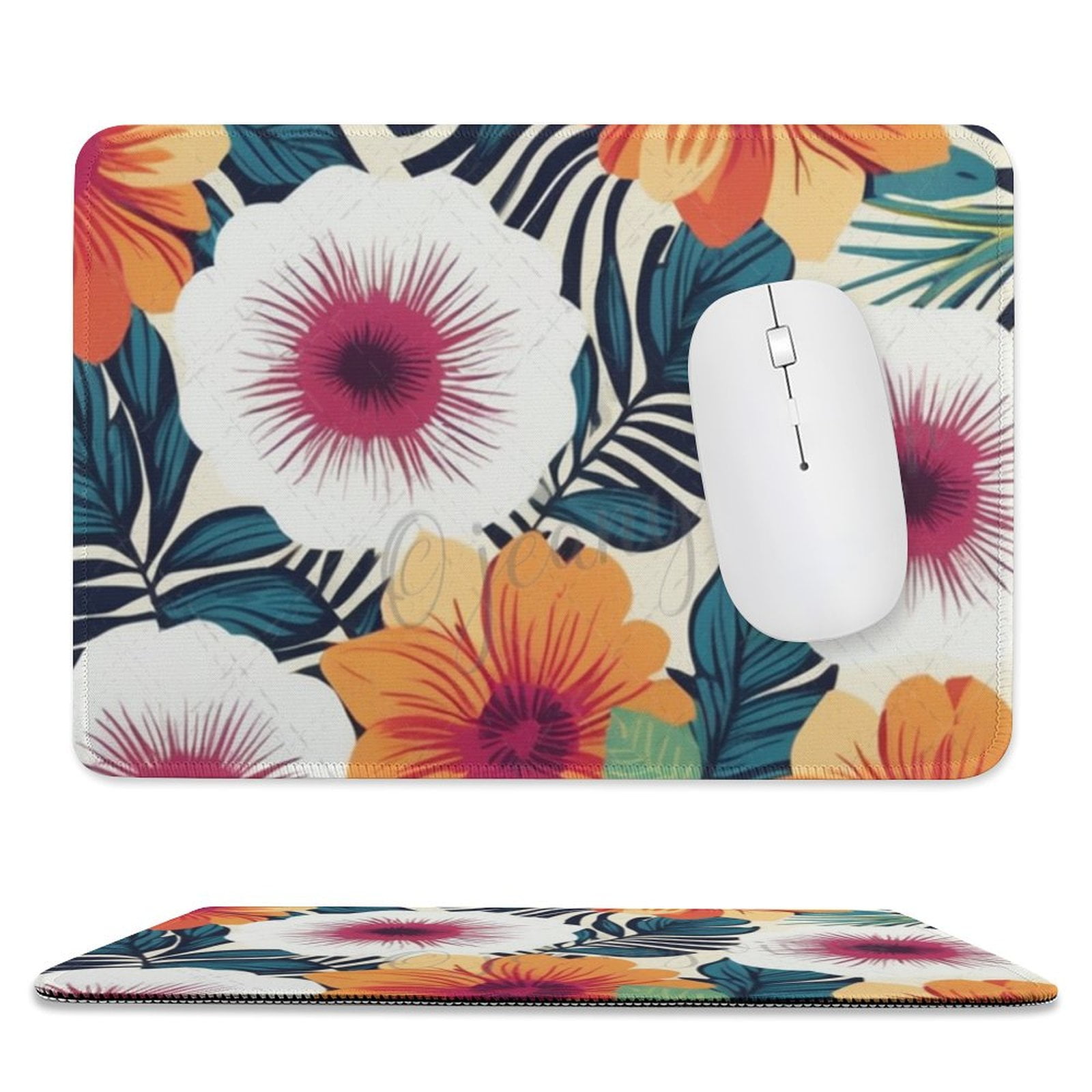 Mouse Pad for Women Girl Teens, Non-Slip Rubber Base, Colored Floral ...
