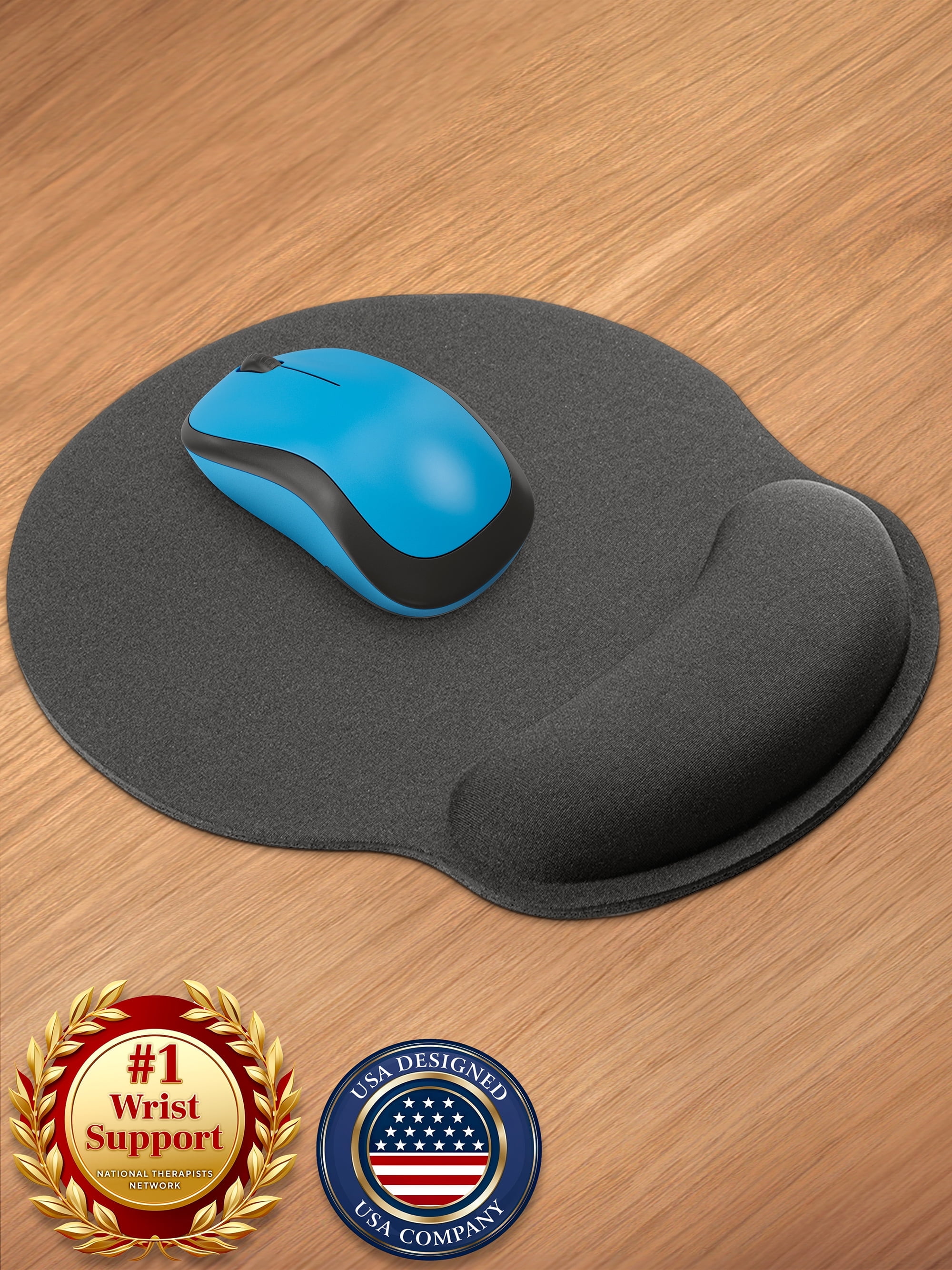 Mata1 Mouse Pad with Wrist Rest Support, Black, Ergonomic Memory Foam ...