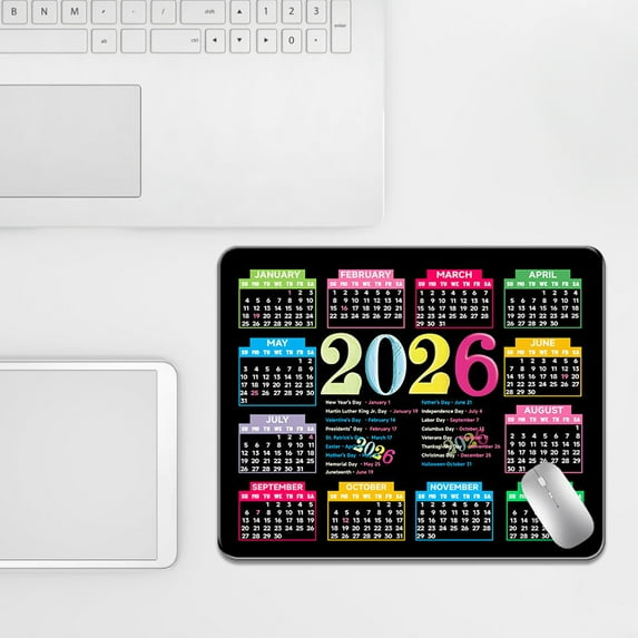 Mouse Pad with 2026 Calendar, Mouse Mat with Non-Slip Rubber Base for ...