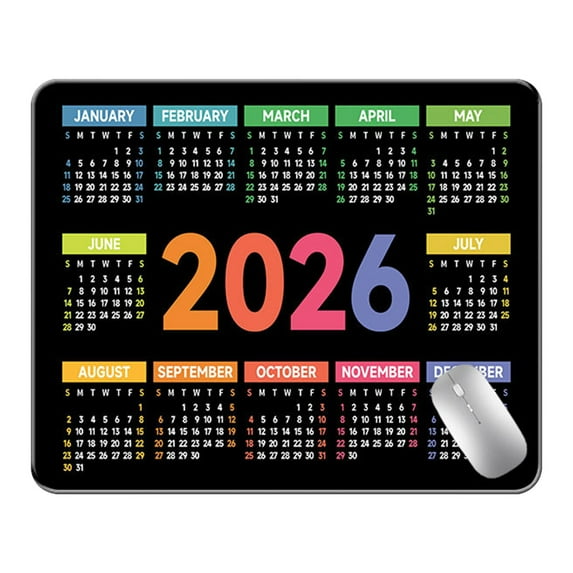Mouse Pad with 2026 Calendar, Mouse Mat with Non-Slip Rubber Base for ...