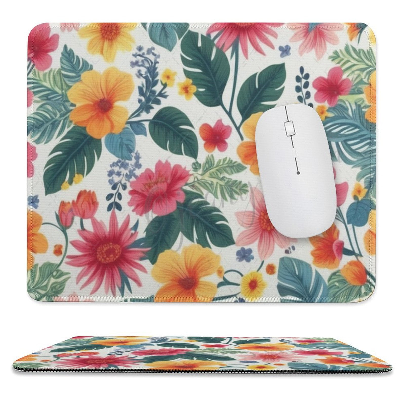 Mouse Pad with Stitched Edge,Cute Flower Mouse Mat,Non-Slip Base Mouse ...