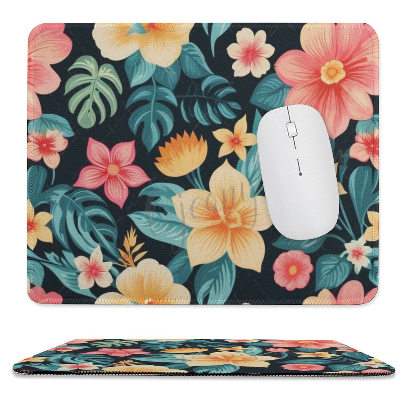 Mouse Pad with Tropic Flower Design, Non-Slip Rubber Base, Colored ...
