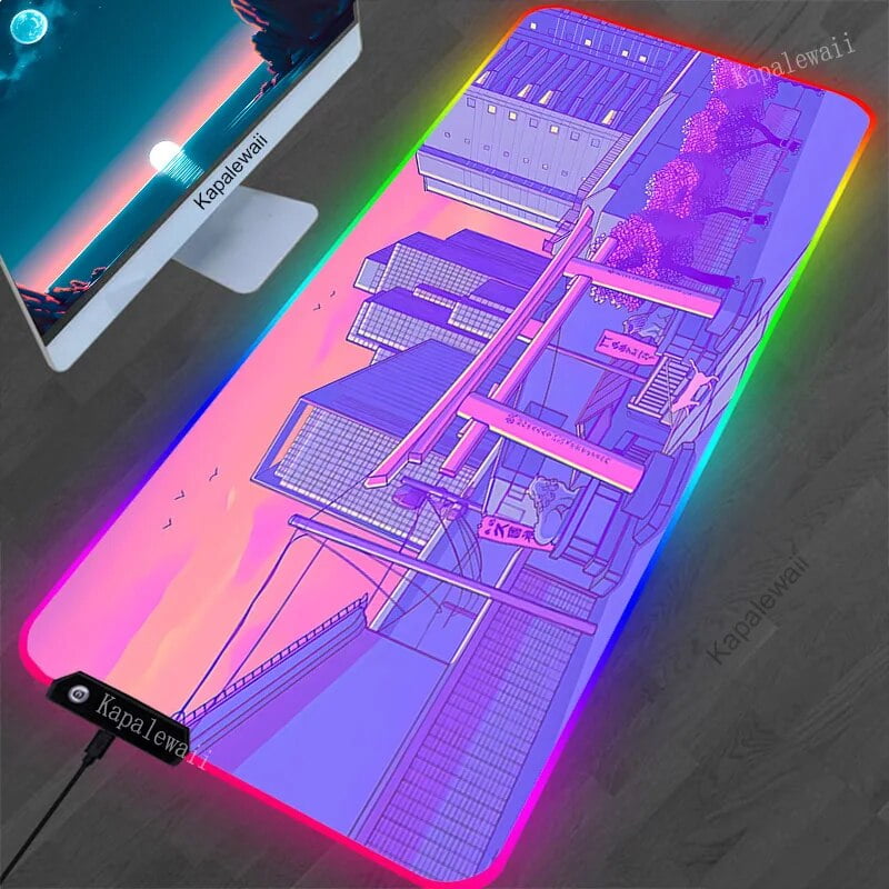 Mouse Pads Purple Cat RGB Keyboard Mat Computer Carpet Desk Pads Art ...